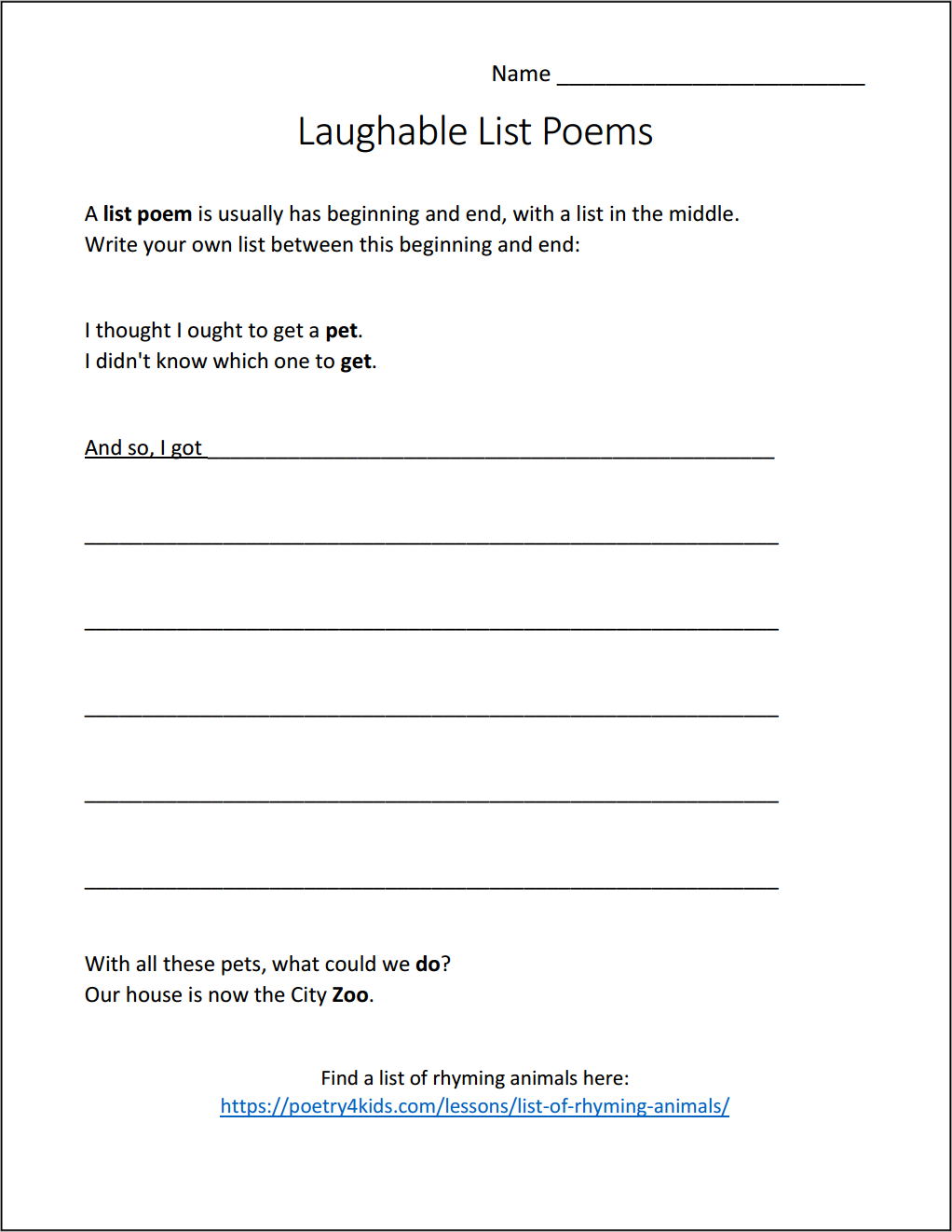 How to Write a Funny List Poem – Kenn Nesbitt's Poetry4kids.com